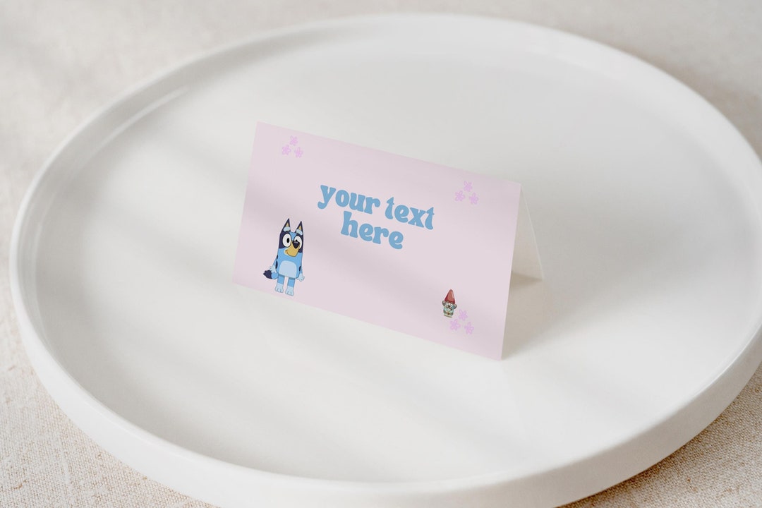 Editable Girly Bluey Food Tent Label | Girly Bluey Place Cards | Girly ...
