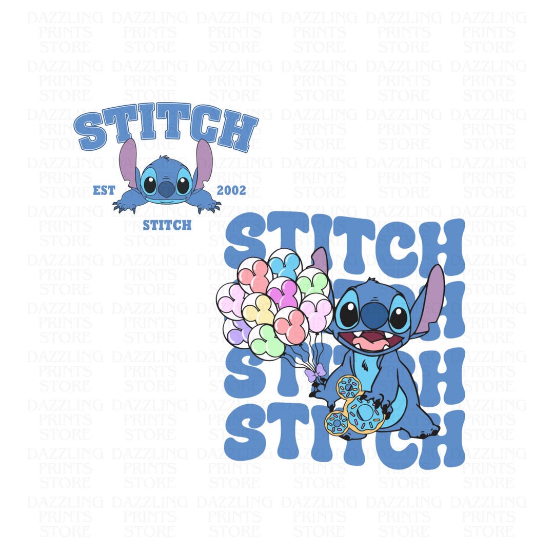 Stitch Est 2002 Svg, Retro Stitch Png, Stitch Balloons Svg, Stitch ...