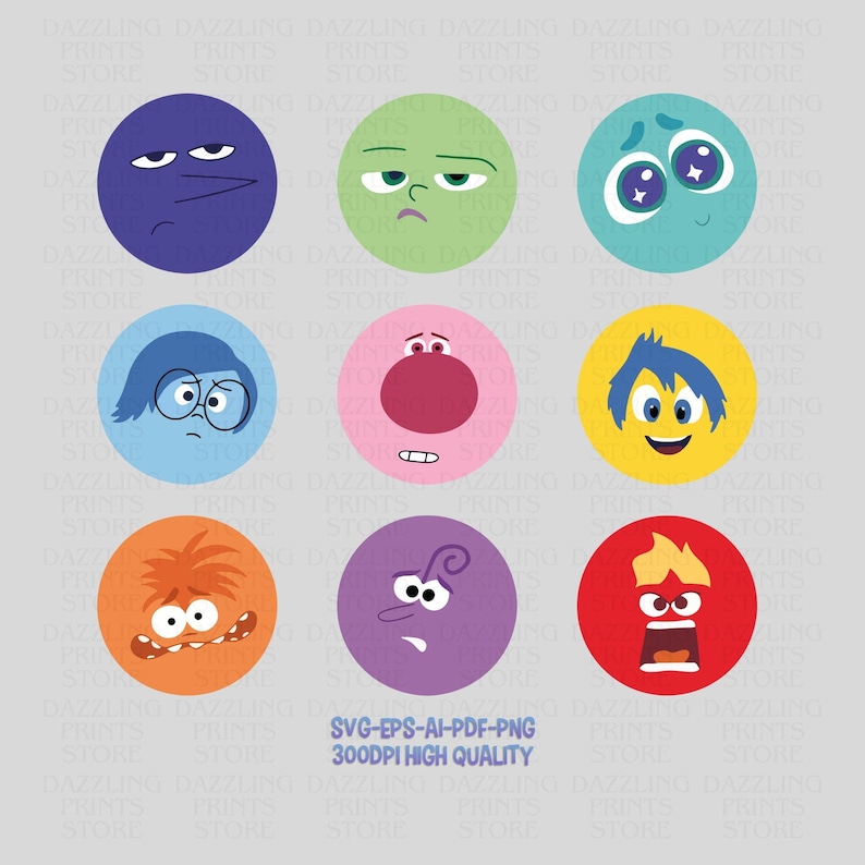 Inside Out 2 PNG SVG, Inside Out 2 Anger, Joy, Disgust, Sadness, Fear ...
