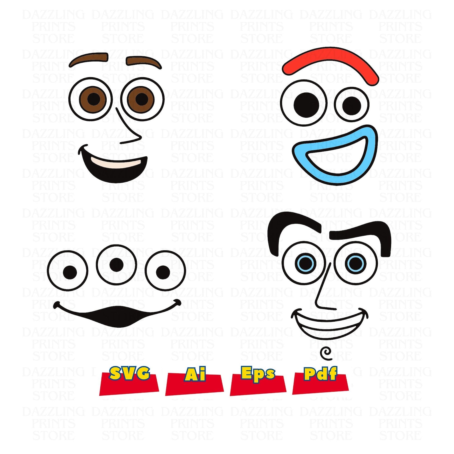 Toy Story Characters Face Bundle Png, Toy Story Face Svg , Toy Story ...