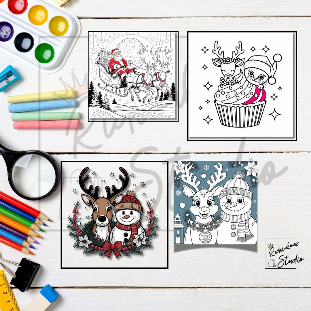 Christmas Digital Coloring Pages All Ages Adult Coloring Page Trendy ...