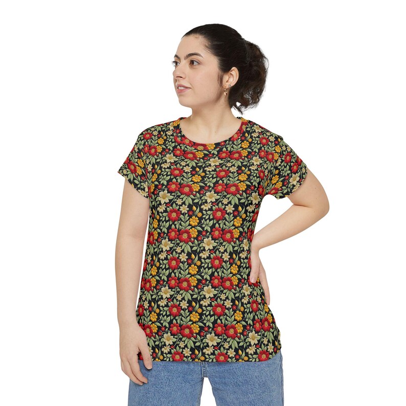 Embroidered Floral Motifs Shirt, Women's Blouse, Floral Tunic Top ...