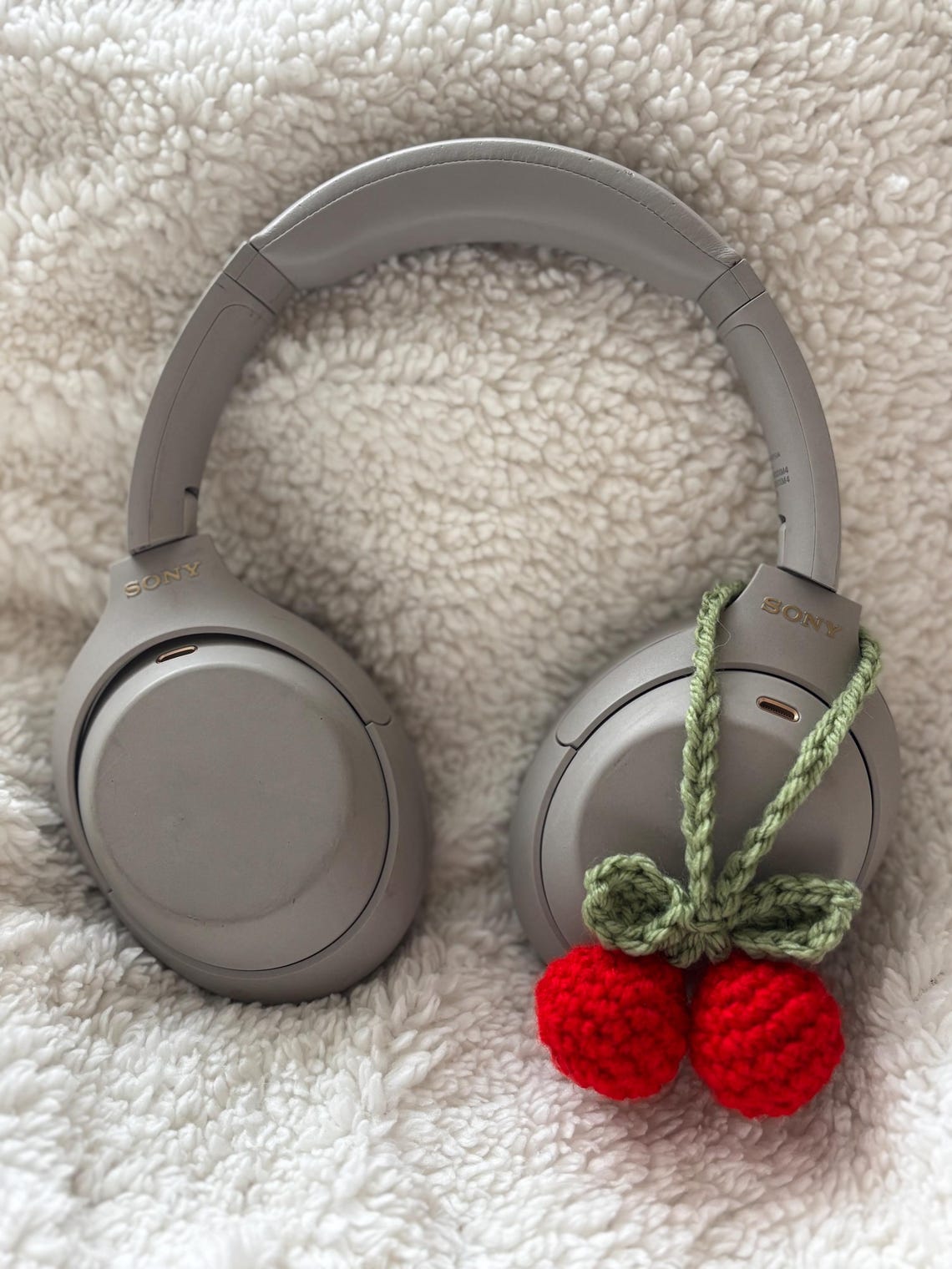 Cherry Headphone Charm, Headphone Accessory, Crochet Cherry Charm, Gift ...