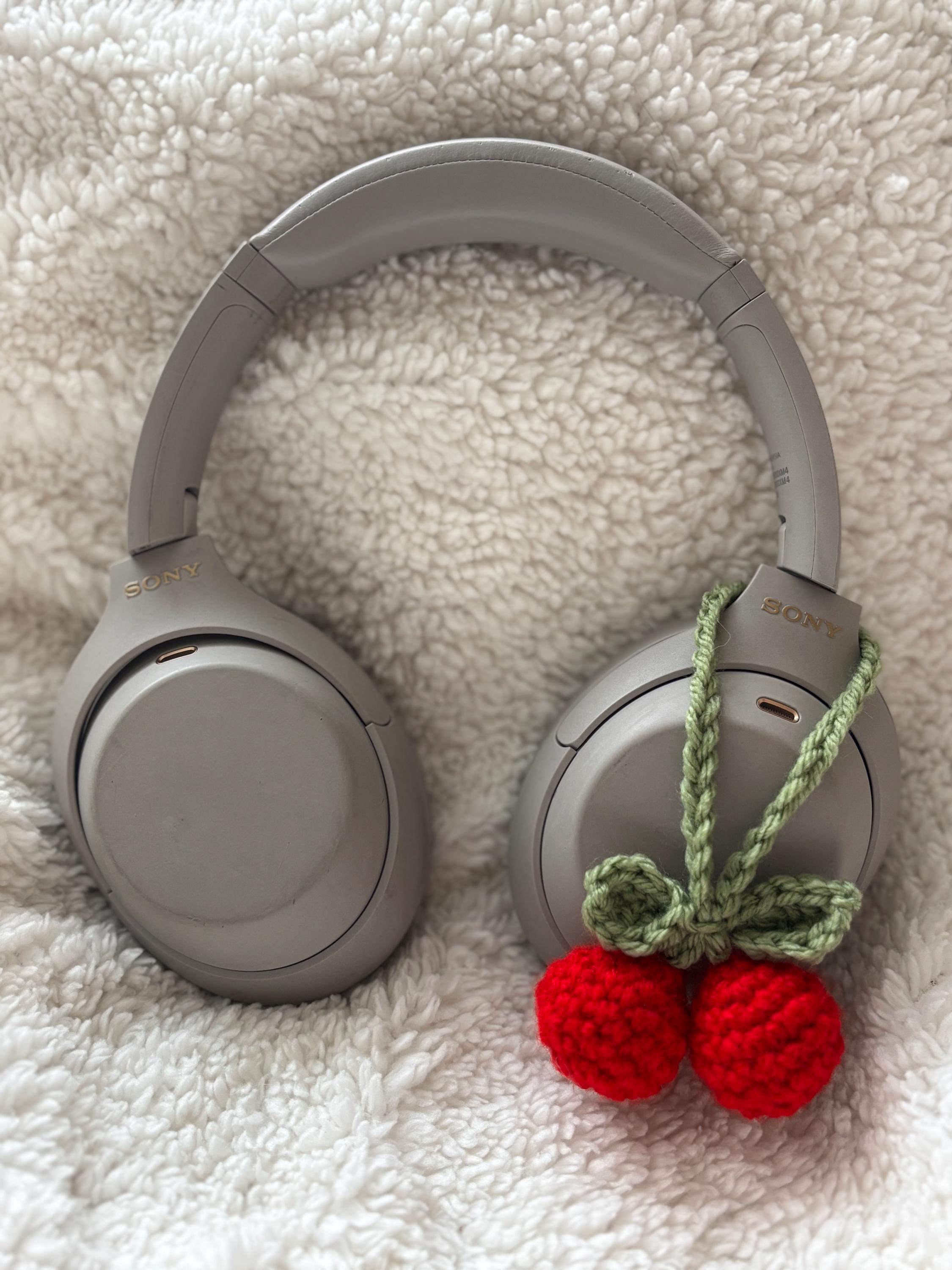 Cherry Headphone Charm, Headphone Accessory, Crochet Cherry Charm, Gift ...