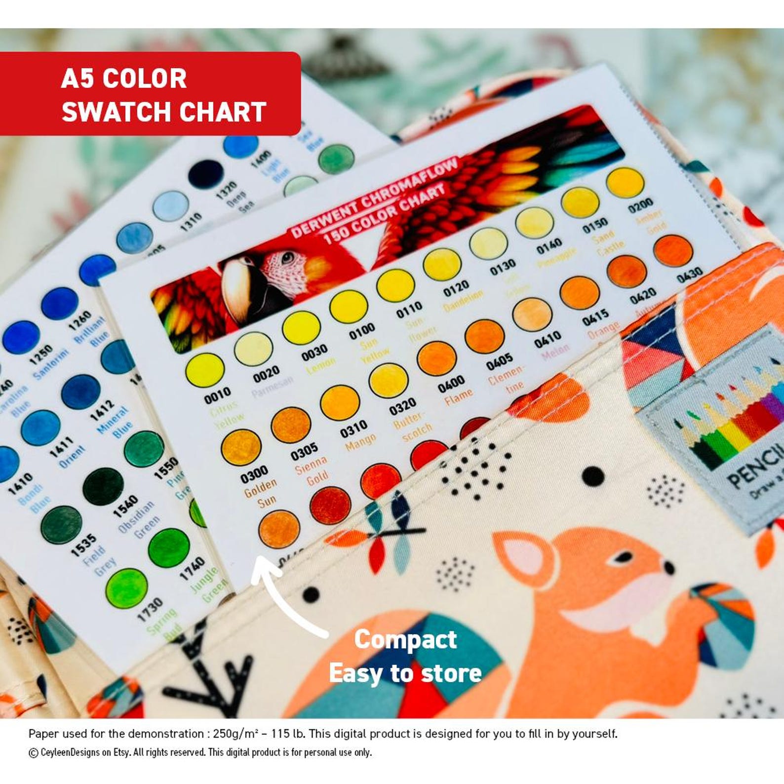Koh-i-noor Polycolor 144 Colored Pencils – A5 Swatch Chart - Printable ...