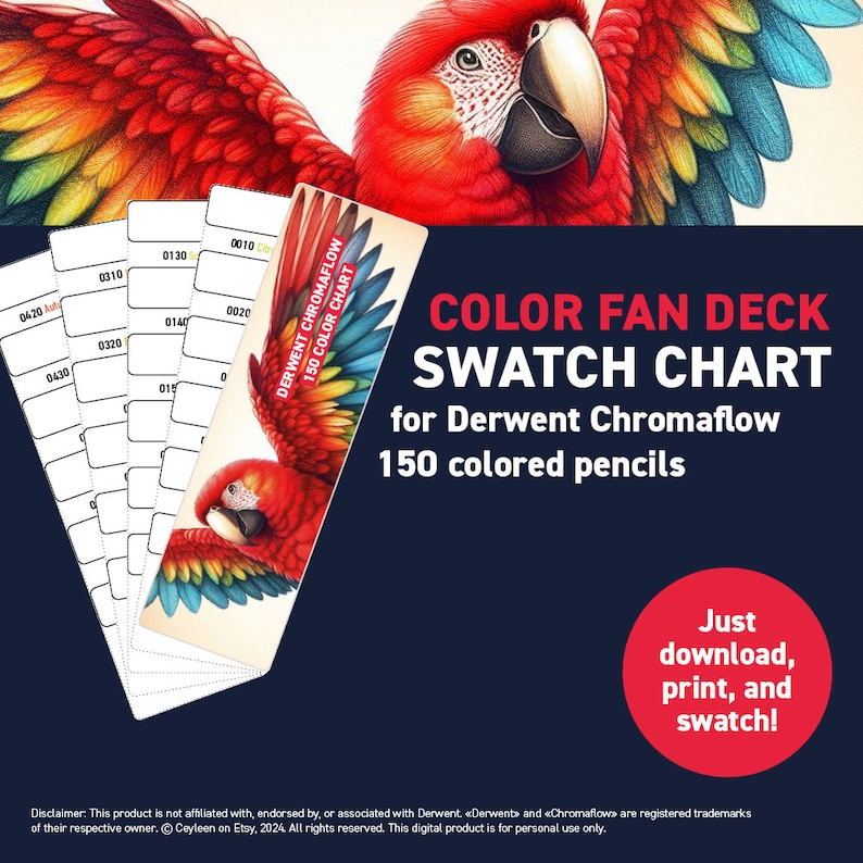 Derwent Chromaflow 150 Colored Pencils – Color Fan Deck Swatch Chart ...