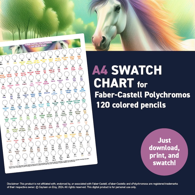 Faber-castell Polychromos 120 Colored Pencils – A4 Swatch Chart ...