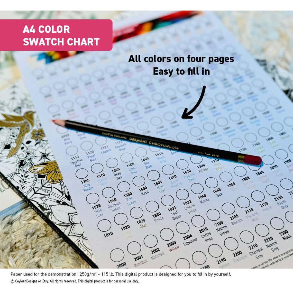 Brutfuner Floral Box 520 Colored Pencils – A4 Swatch Chart - Printable ...