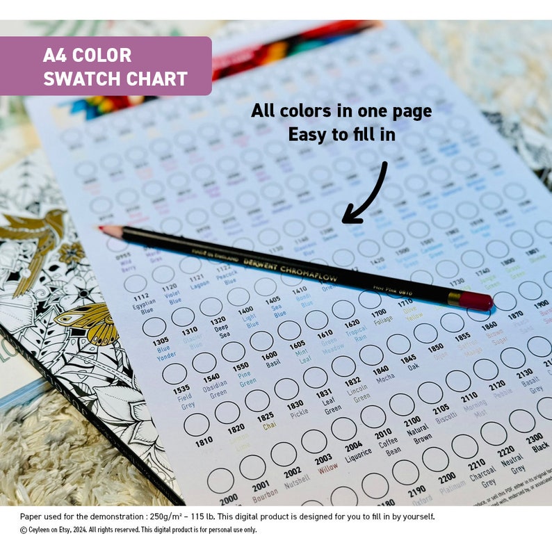 Faber-castell Polychromos 120 Colored Pencils – A4 Swatch Chart - Printable A4 PDF - Digital ...