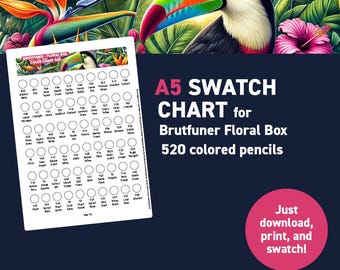 Brutfuner Floral Box 520 Colored Pencils – A4 Swatch Chart - Printable ...