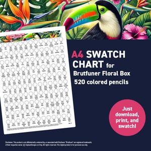 Brutfuner Floral Box 520 Colored Pencils – A4 Swatch Chart - Printable ...