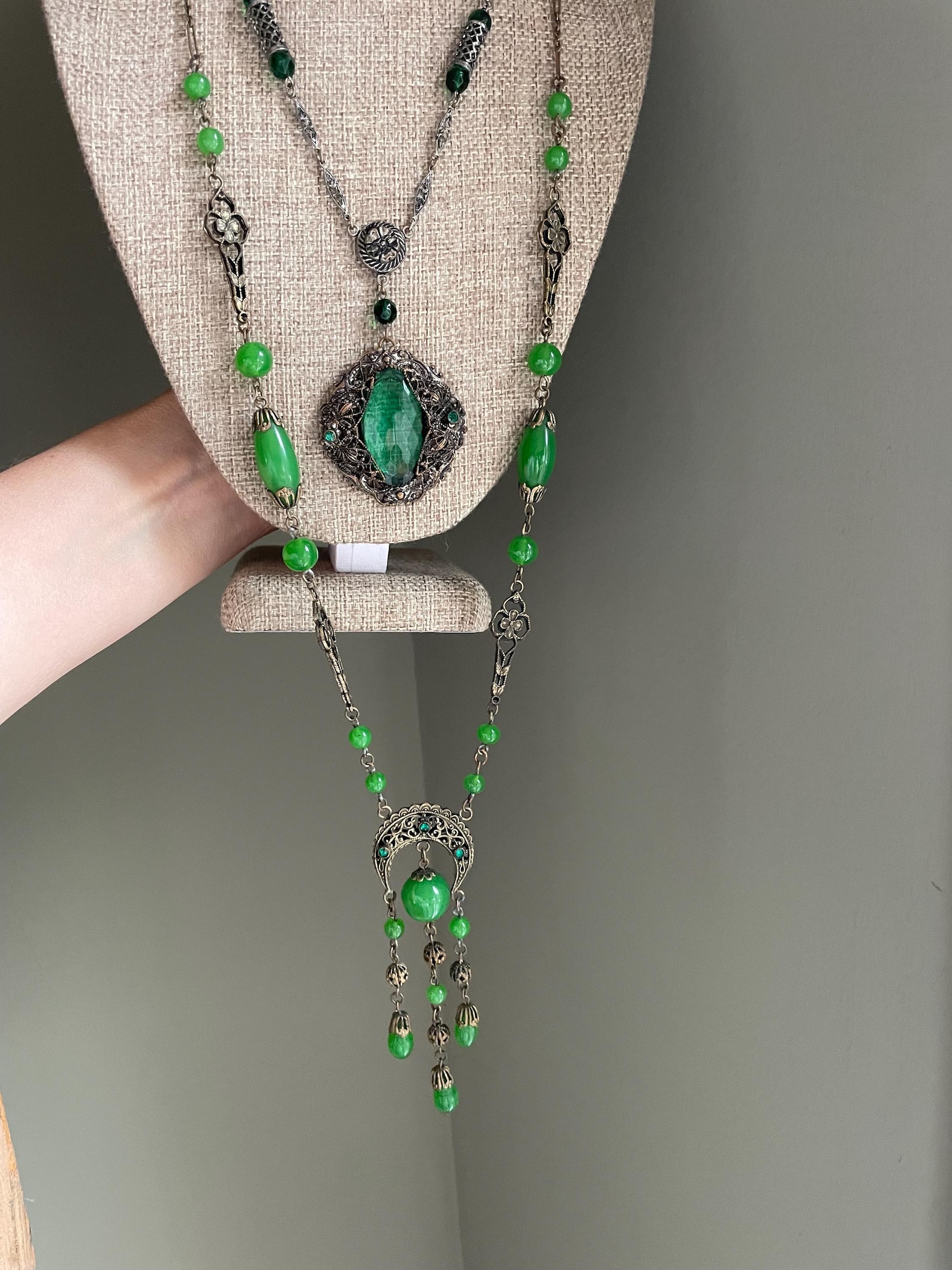 Pick A Turn of the 20th Century Edwardian Czechoslovakian Green Glass ...