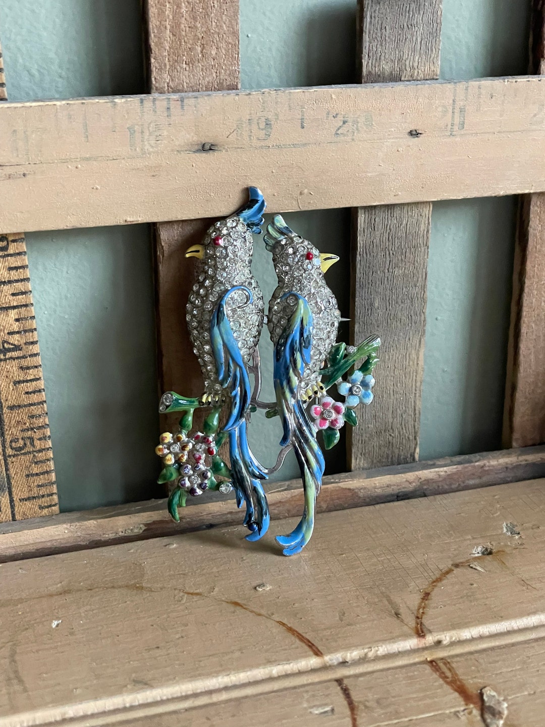 Rare Coro Duette Rhinestone Encrusted Parrot Dress Clips Brooch - Etsy