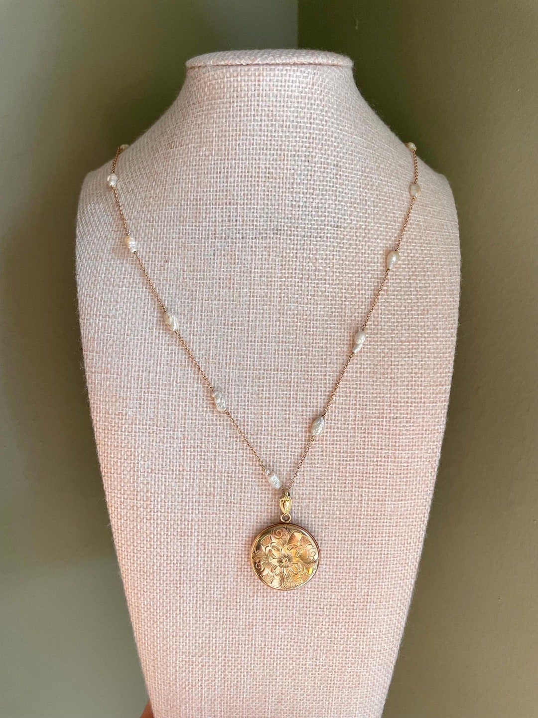 Vintage 14K Yellow Gold Rice Pearl Chain Only Locket Not Included - Etsy