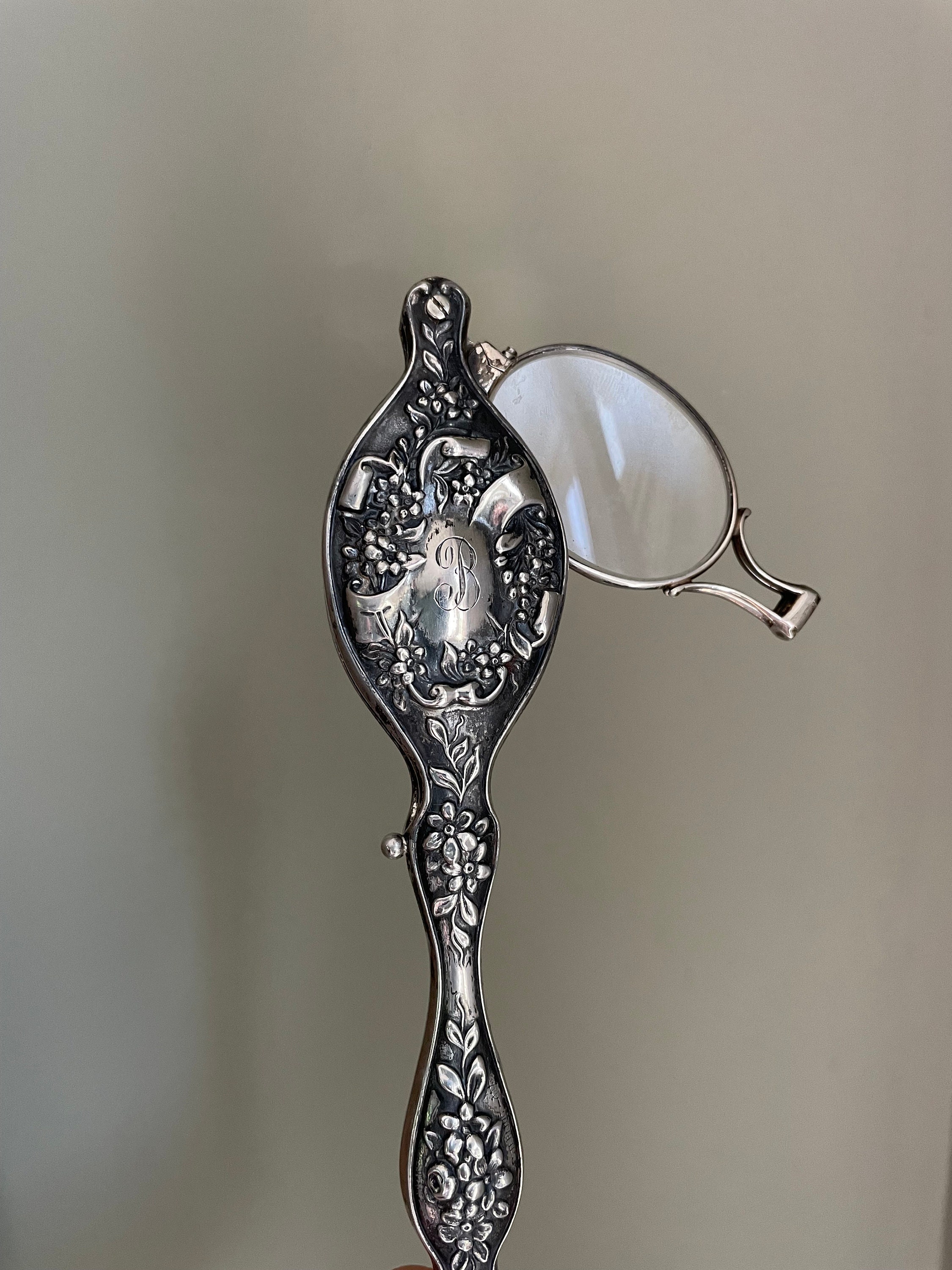 Antique Victorian Sterling Silver Lorgnette Necklace With Dog Clip ...