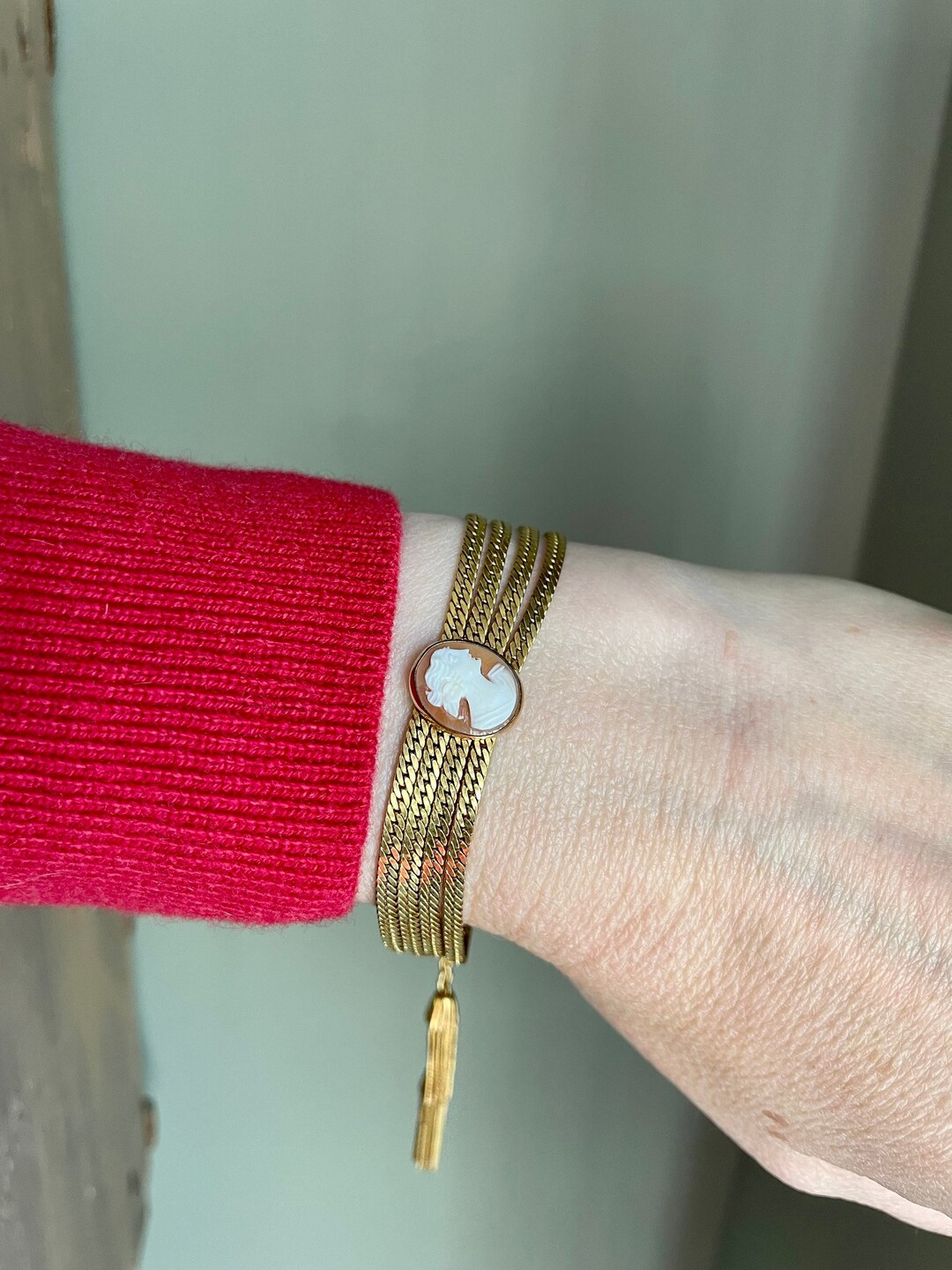 Vintage Four Link Shell Cameo Bracelet With Tassels - Etsy