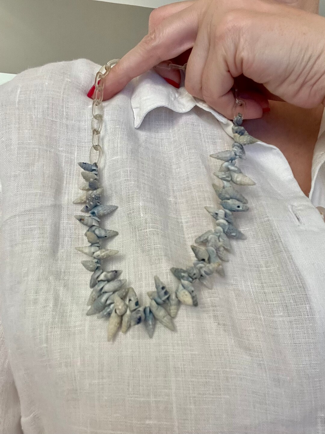 C1930 Art Deco Light Blue Shell Necklace With Plastic Link Chain - Etsy