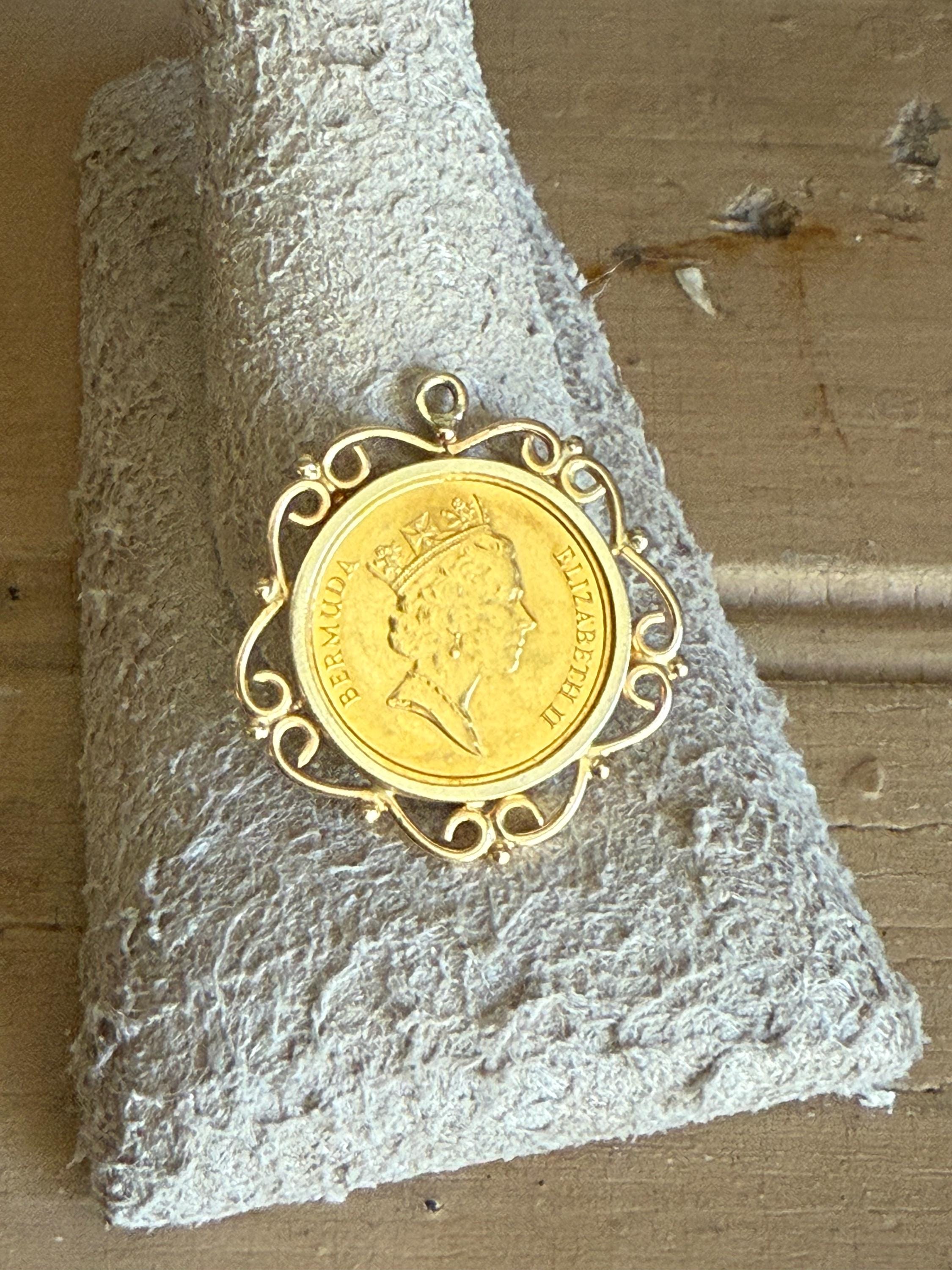10 Dollars Elzabeth II Seahorse .999 Gold Coin in 14k Pendant - Etsy