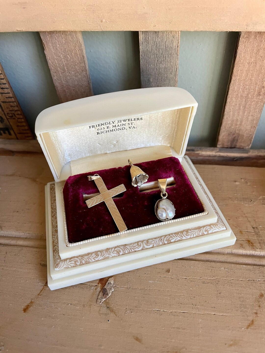 Pick A Gold Pendant 14K Movable Diamond Bell and 10K Pearl and 10K ...