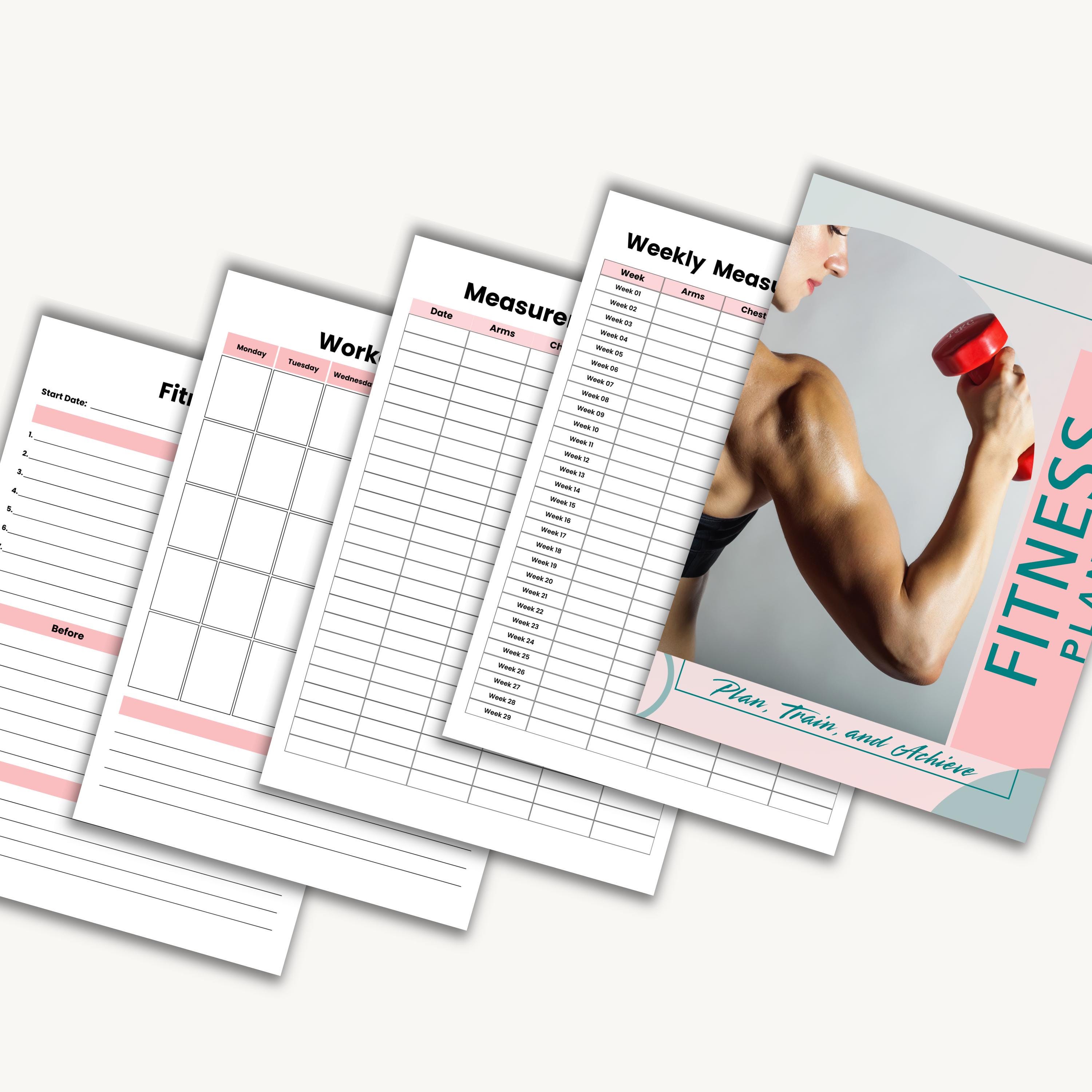 Printable Fitness Planner, Printable Health Fitness Planner Bundle ...