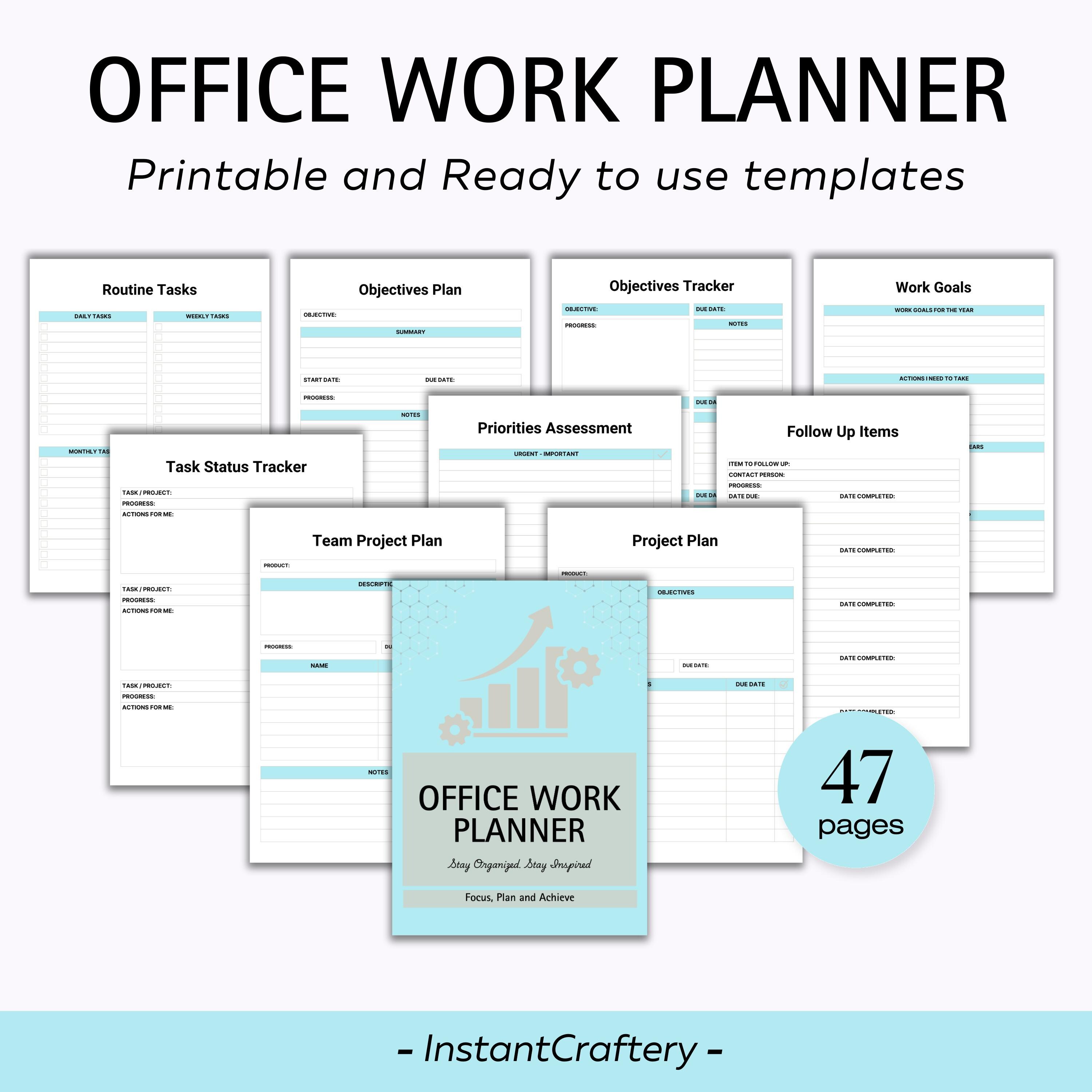 Printable Office Work Planner, Office Tasks Planner, Work Planner ...
