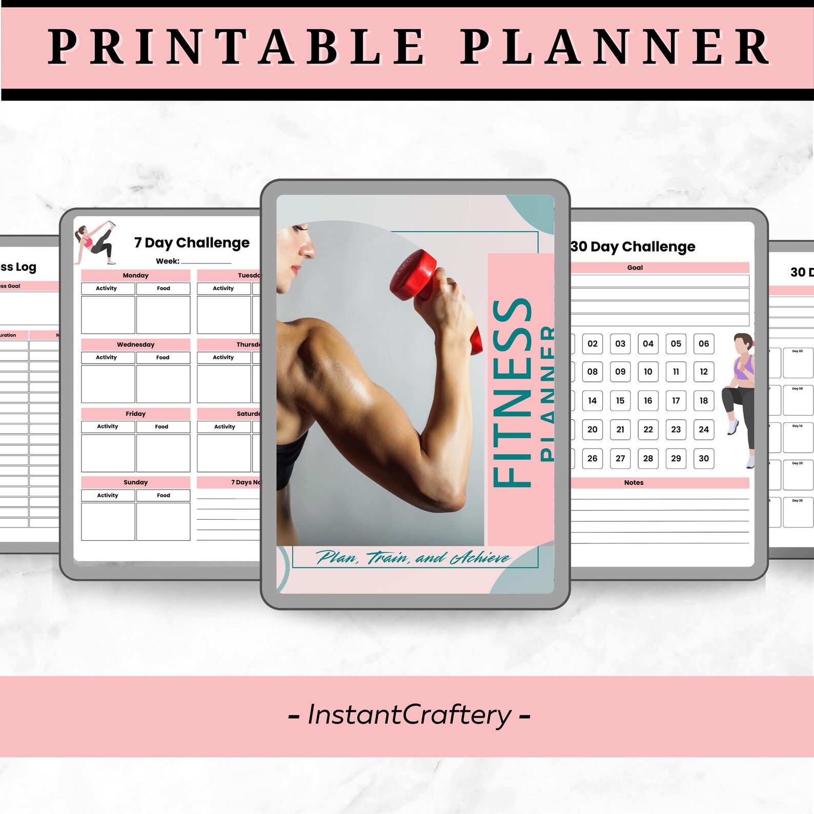 Printable Fitness Planner, Printable Health Fitness Planner Bundle ...