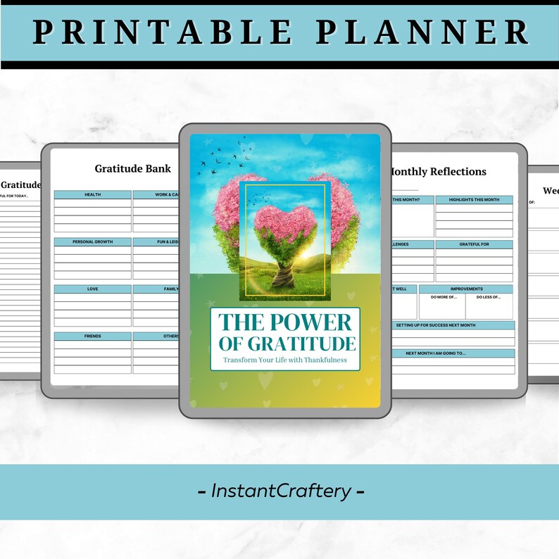 Printable Gratitude Planner, Mindfulness Log, Gratitude Template, Self ...