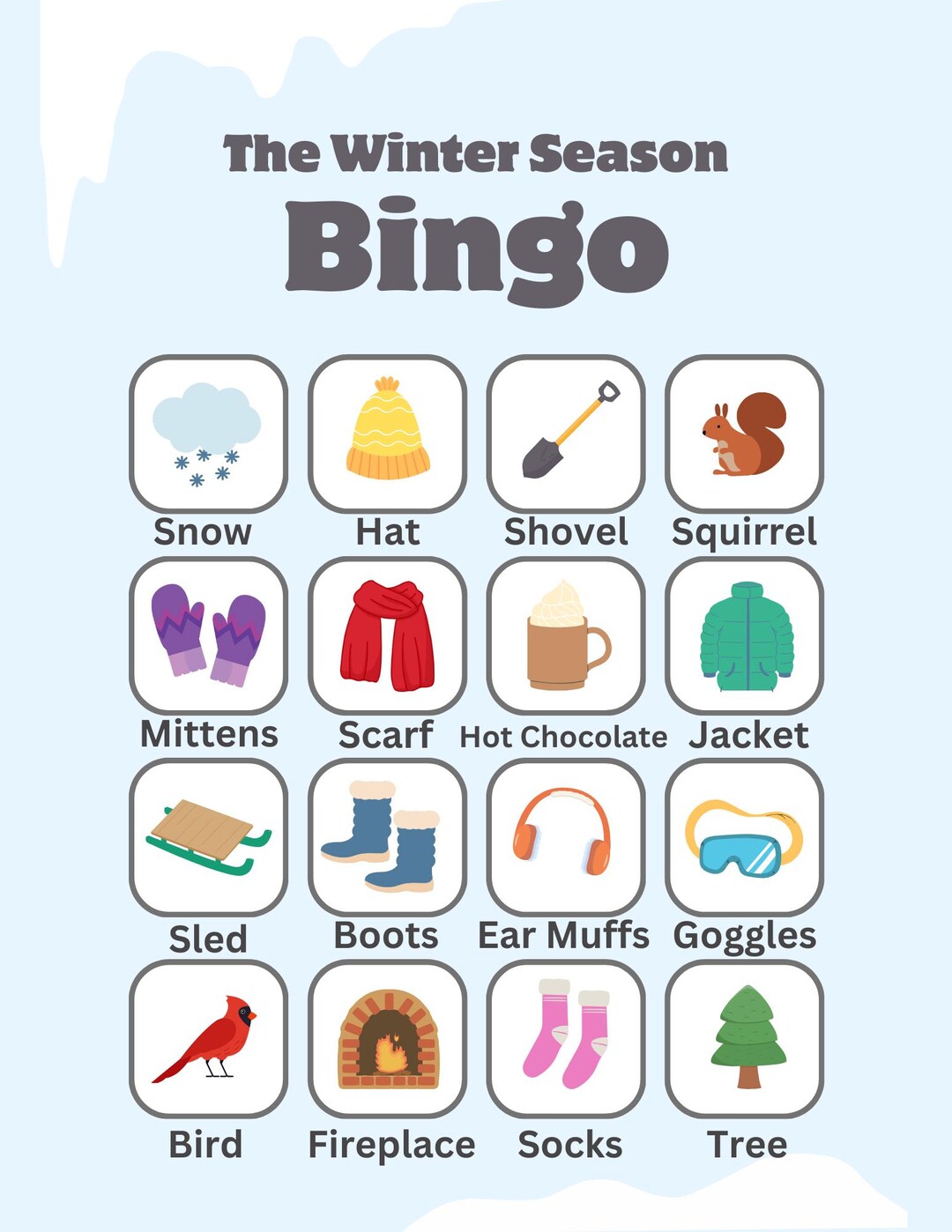 Winter Bingo Cards (15 Cards) - Etsy