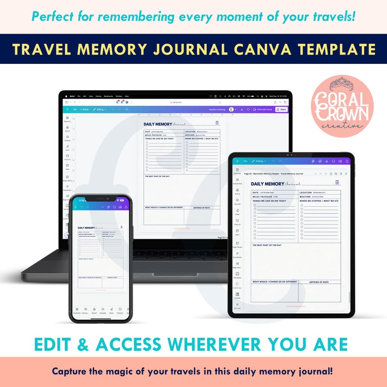 Travel Memory Journal | Canva Template | Editable | US Letter | Instant ...