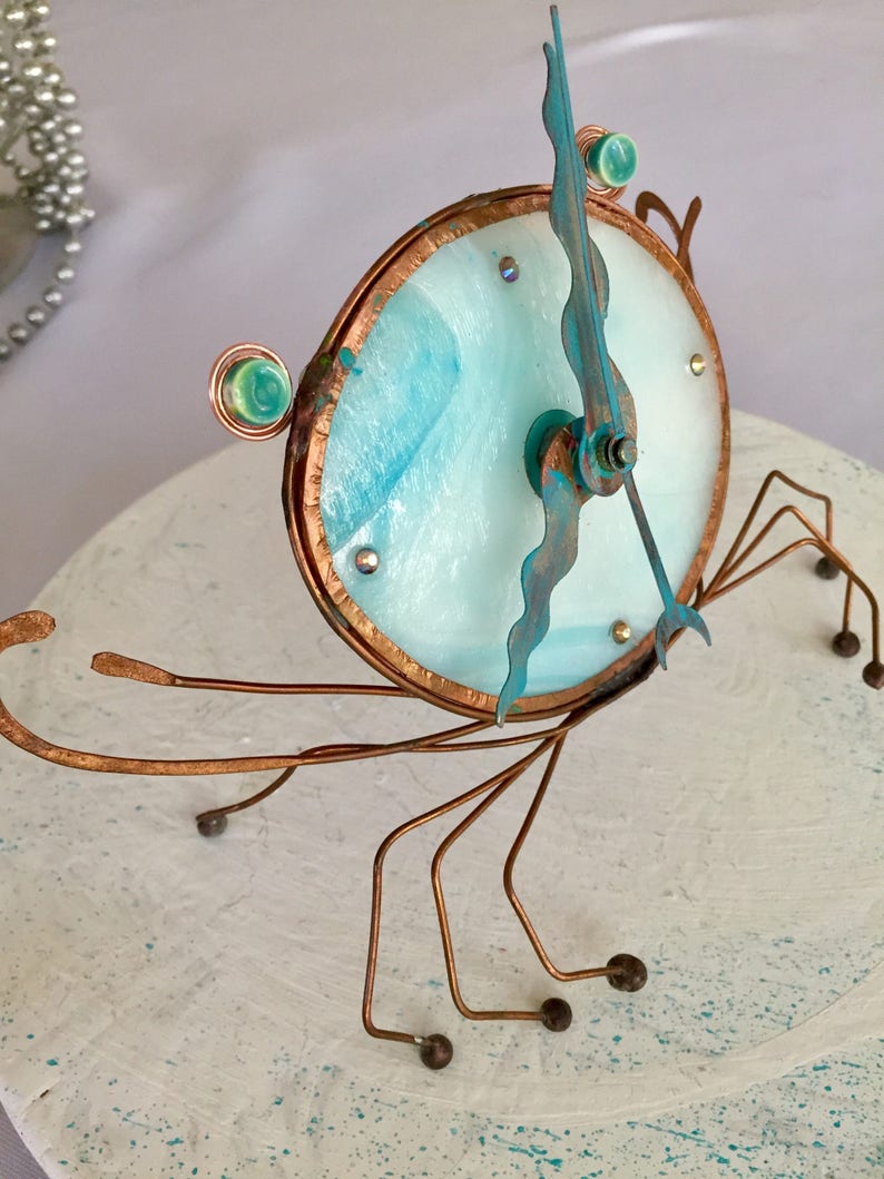 Crab clock glass clock nautical decor nautical clock | Etsy