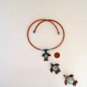Sea Turtle Necklace, Loggerhead, Shell Pendant, Czech Glass Choker, - Etsy