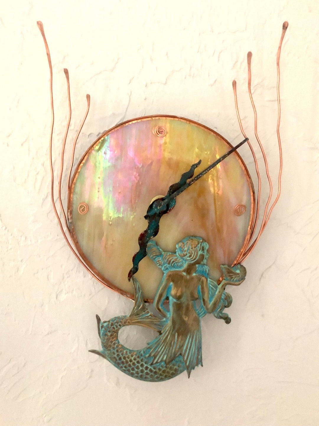 Handmade Mermaid Clock, Alartisan Made, Stained Glass, Mermaid Clock ...