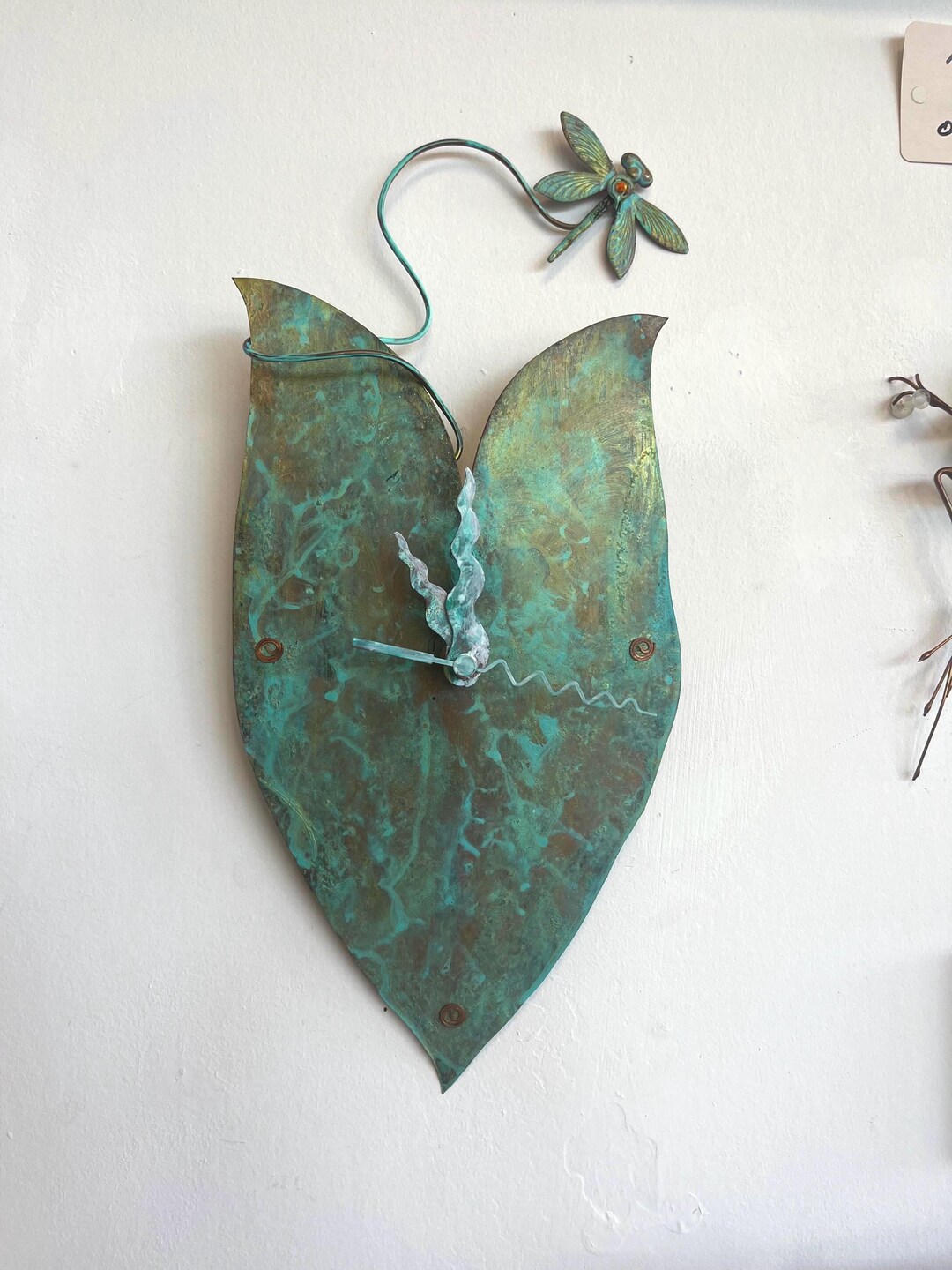 Copper Leaf Clock, Nature Clock, Verdigris Clock, Nature Theme Clock ...