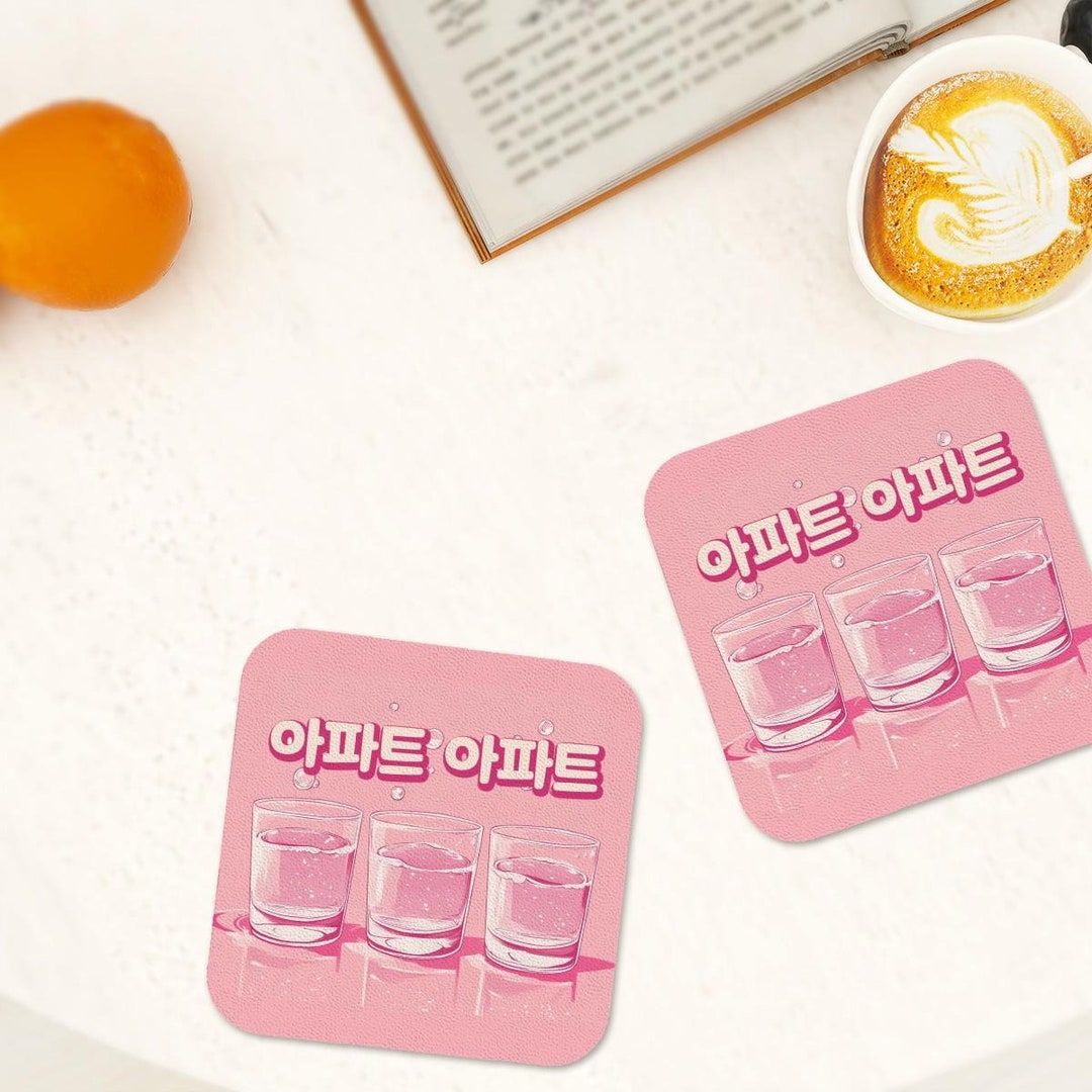 Rosé & Bruno Mars APT. Soju Glasses Square Leather Coasters set of 6 - Etsy