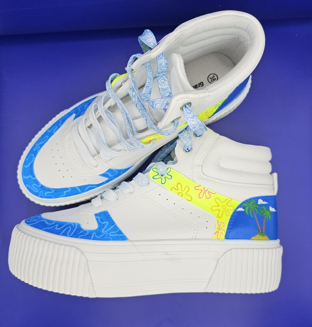 Hand-painted Cartoon Inspired Sneakers Platform Sneaker - Etsy