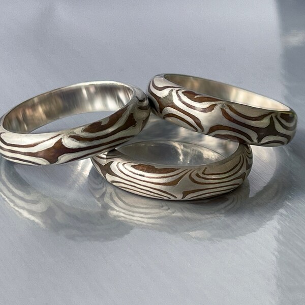 Mokume Engagement Ring - Etsy