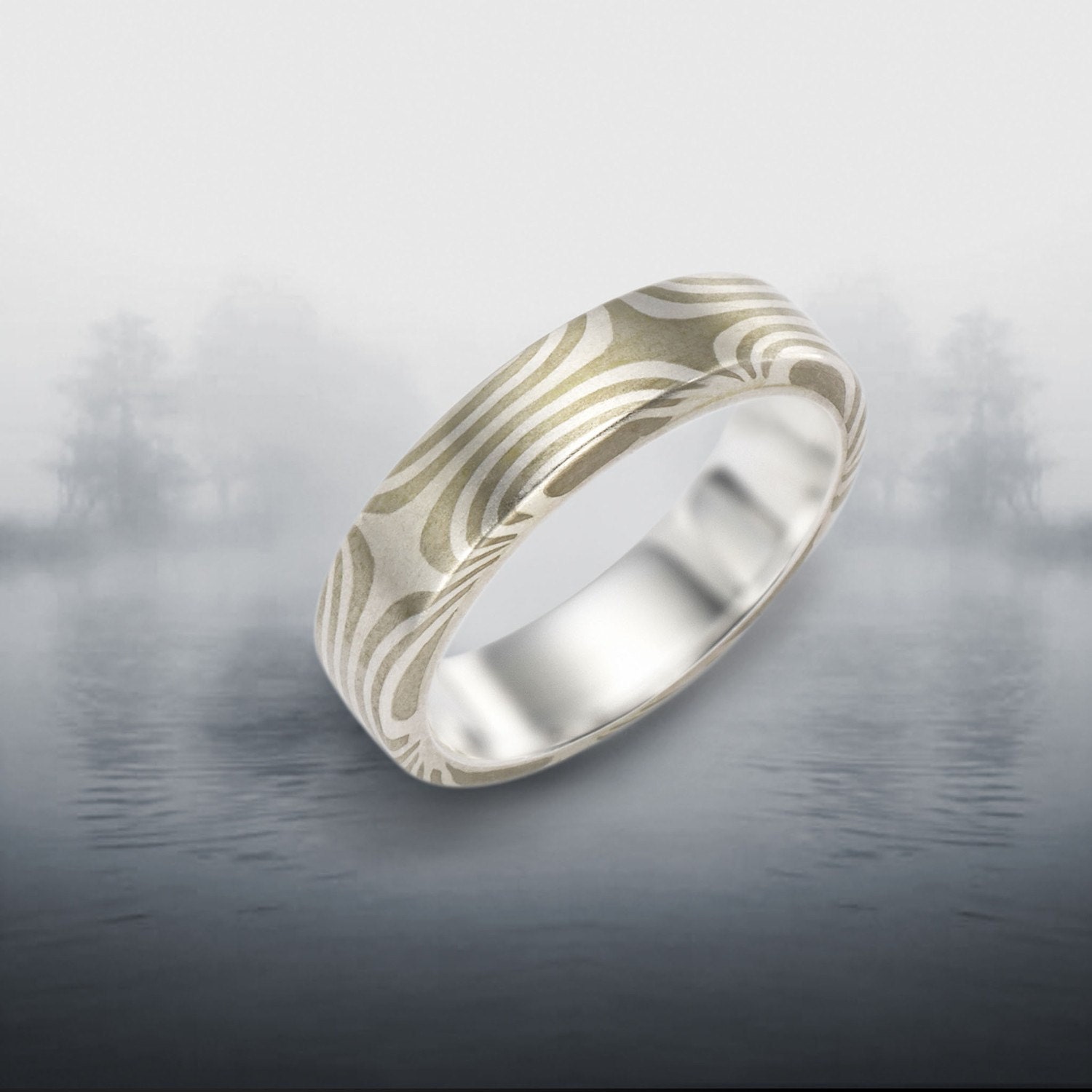 Silver Night 5 Mm Mokume Gane Ring - Etsy