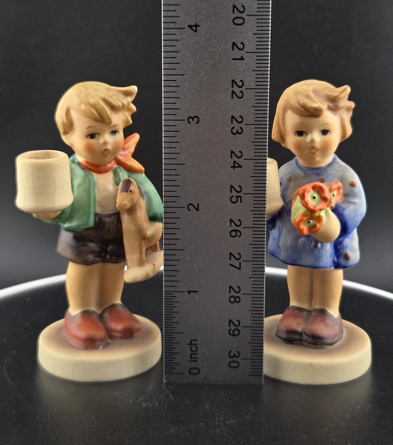 Vintage Goebel Hummel Candleholders: Boy With Horse & Girl With Flowers ...