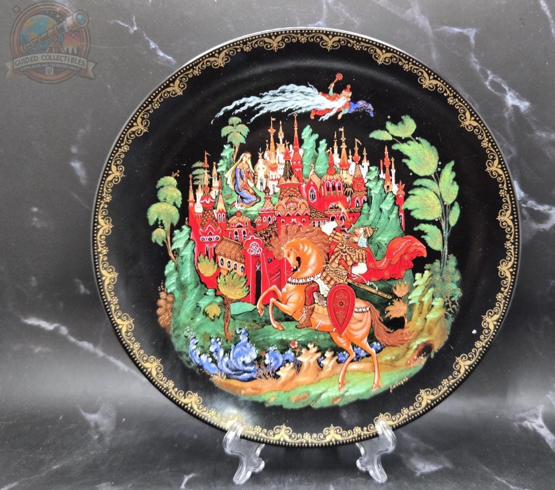 1988 Russian Palekh Collector Plate Ruslan and Ludmila by Gleb Lubimov ...