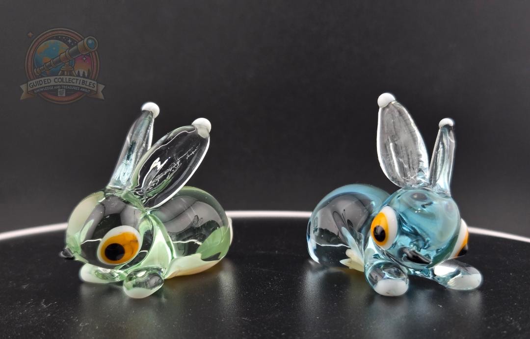 Set of 2 Hand Blown Glass Rabbit Figurines – Artful Craftsmanship in ...