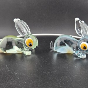 Set of 2 Hand Blown Glass Rabbit Figurines – Artful Craftsmanship in ...