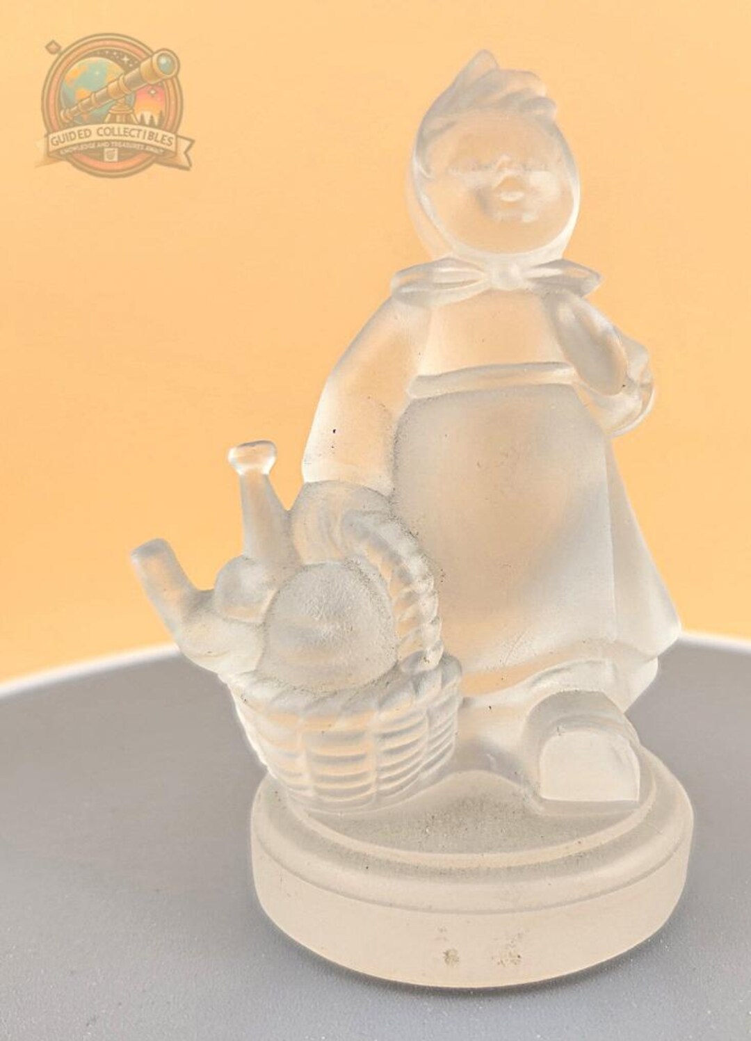 Vintage Goebel Frosted Crystal Figurine - Little Girl With Basket ...