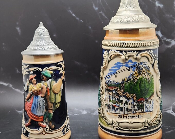 Authentic Vintage West German Beer Stein Set – Handcrafted Ceramic With ...