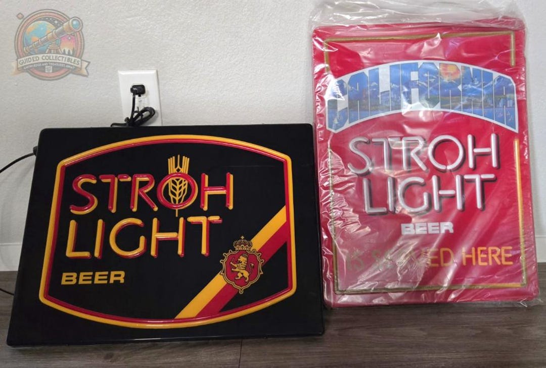 Vintage Stroh Light Beer LED Sign With Swappable California Promo Sign ...