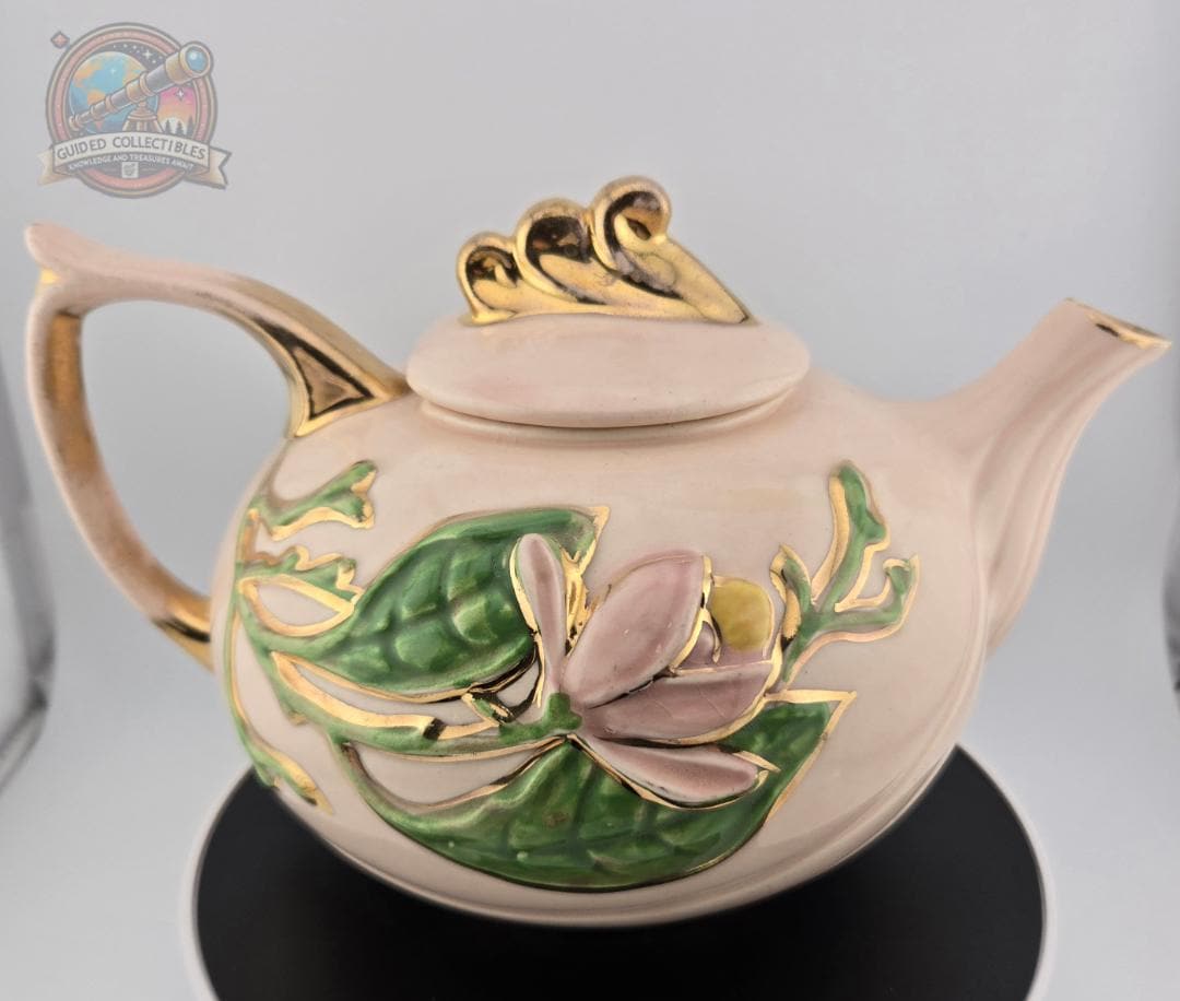 Vintage Hull Art Pottery Teapot – Floral Embossed Design With Gold ...