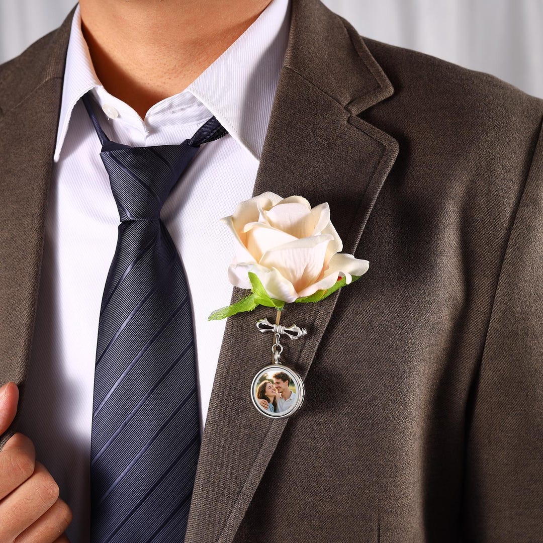 Personalized Photo Lapel Pin: Wedding Memorial Boutonniere Charm - Etsy