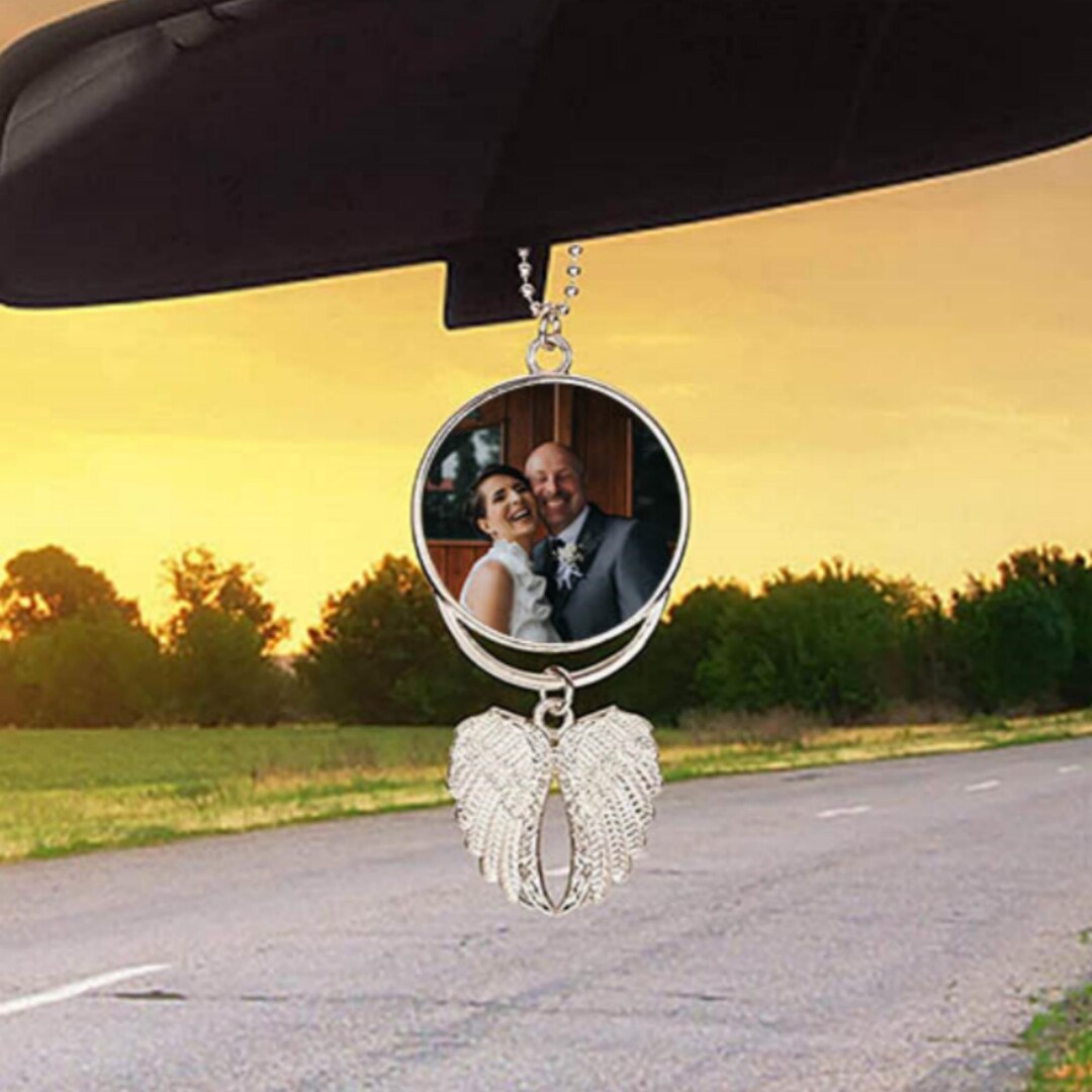 Custom Photo Angel Wings Car Charm, Personalized Memorial Hanging Charm ...