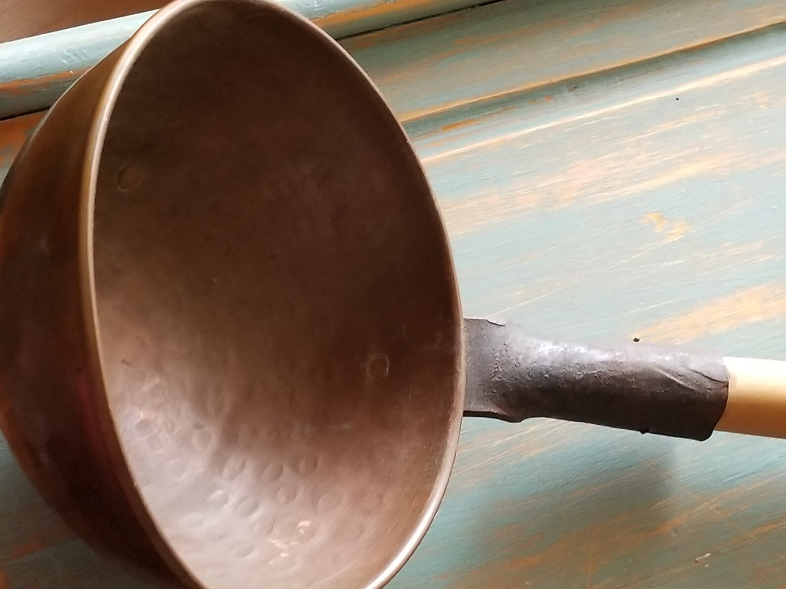 Large Copper Ladle With Wooden Handle Vintage Kitchen Utensil - Etsy