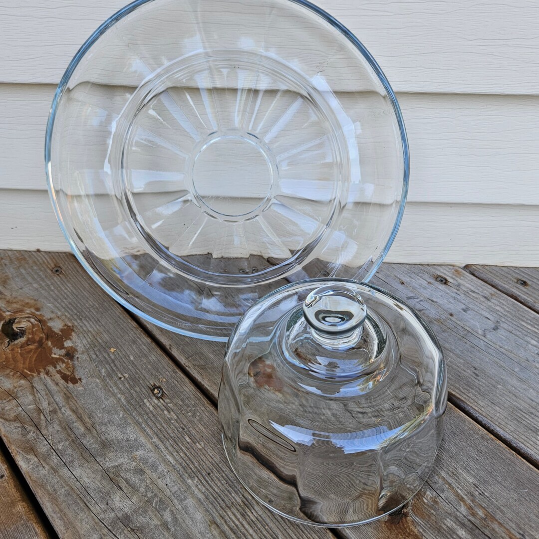 Vintage Cheese and Cracker Dish/tray Clear Glass With Dome - Etsy