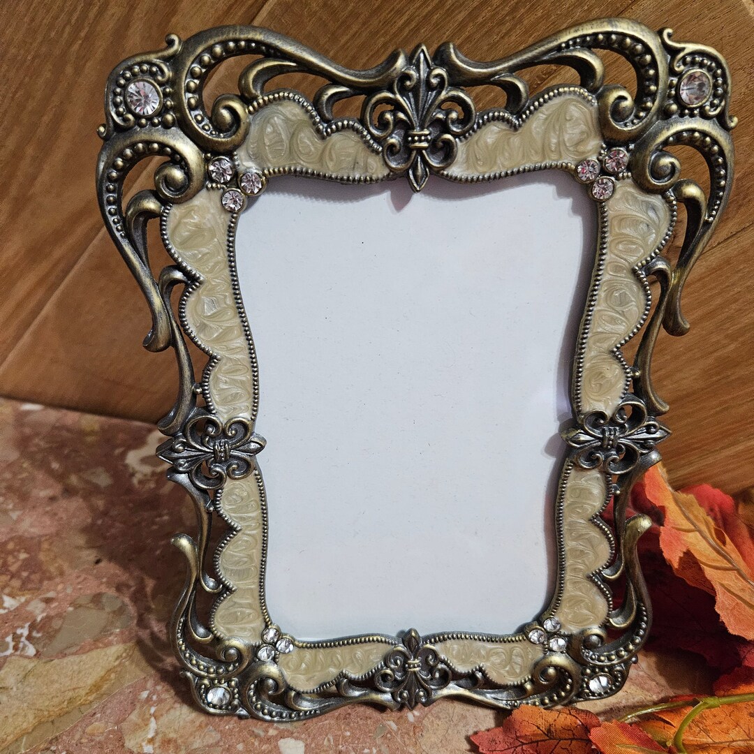 4x6 Heavy Metal Frame Free Standing Victorian Design With Gold Opaque ...